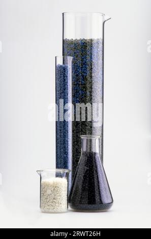 Chemical jars with plastic granules Stock Photo - Alamy