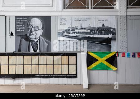 Windrush Day display at Tilbury Docks cruise ferry terminal, including ...