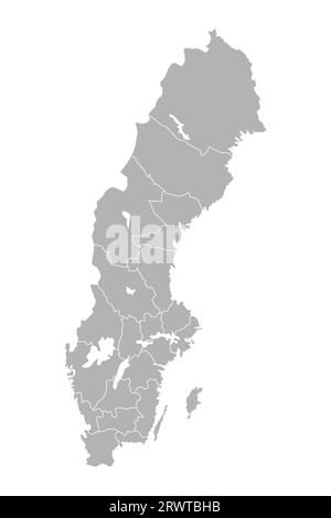 Sweden country simplified map. Grey stylish smooth map. Vector icons ...