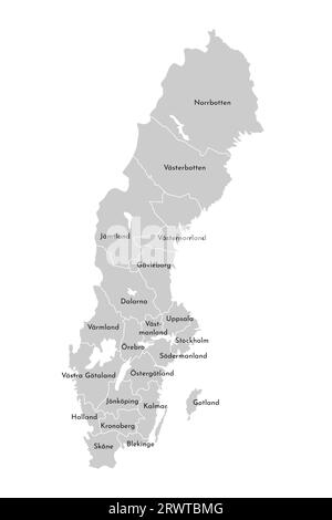 Sweden country simplified map. Grey stylish smooth map. Vector icons ...