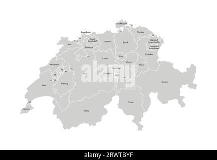 Switzerland country simplified map. Grey stylish smooth map. Vector ...