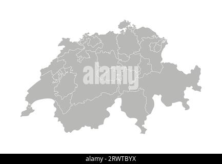 Simple outline map of Switzerland, vector silhouette in sketch line ...