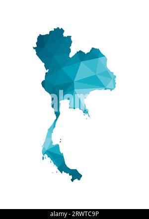 Thailand country simplified map. Blue silhouette with thick black ...