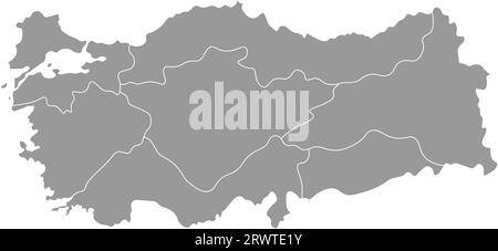 Vector isolated simplified map of Turkey regions. Marked Southeastern ...