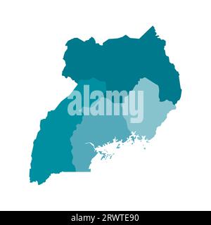 Uganda country simplified map. Blue silhouette with thick black contour ...