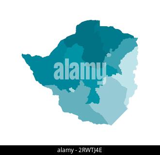 Zimbabwe country simplified map. Blue silhouette with thick black ...