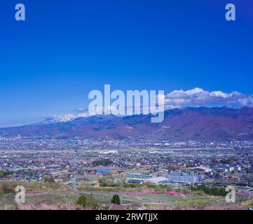 Yamanashi Landscapes Peach blossoms in Kofu Basin Fuefuki-Kofu City and ...