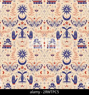 Gothic Whimsical Pattern with Alchemy and Occult Symbols Stock Vector ...