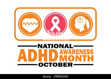 October is ADHD Awareness Month Background Illustration Stock Vector ...