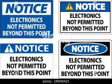 Notice Sign Electronics Not Permitted Beyond This Point Stock Vector ...