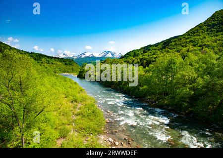 Sagae River and Mt Stock Photo - Alamy