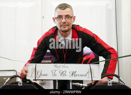 Agri-inventor Colm Doran hangs a 'Back Soon - Gone To Be Married' sign ...