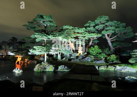 Seven Gods of Good Luck Mountain and cherry blossoms in Kenrokuen ...