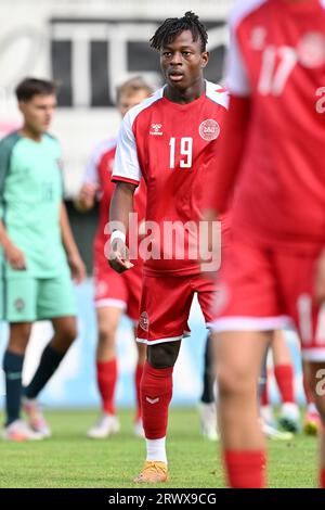 Mark Ian Steffensen (19) of Denmark pictured defending on Guilherme ...