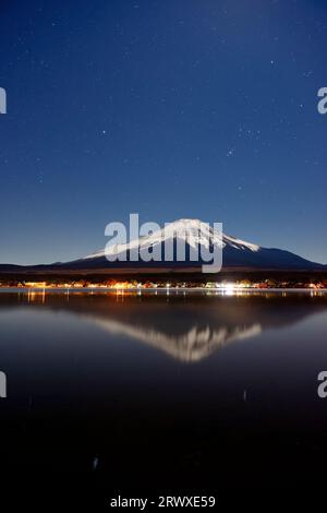 Fuji at night and starry sky seen from Yamanakako Stock Photo - Alamy