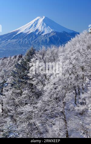 Fog and ice on Mt. Fuji seen from Mitsutoge Stock Photo - Alamy