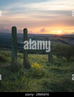 Sunset viewed from the edge of Consett, County Durham. Fawcett park ...
