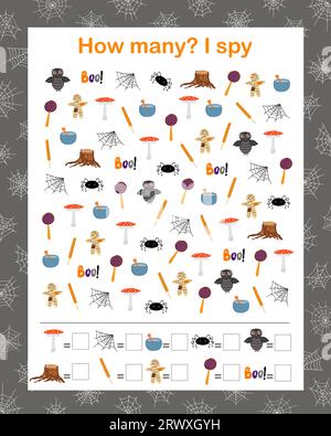 I spy game worksheet. Cartoon kid astronauts, aliens, ufo and space ...