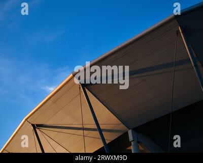The Rudolf-Harbig-Stadion is a classic single-tier stadium with a roof ...