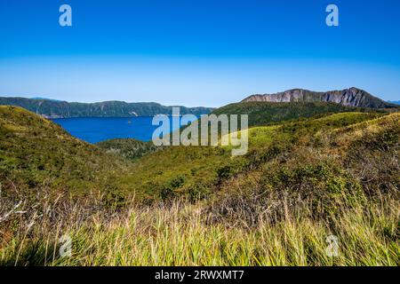Caldera Lake Mashu and Mt. Mashu somma, clouds Stock Photo - Alamy