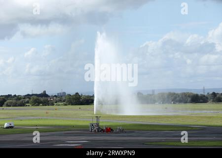 Severn Trent mains water pipe burst under the grass runway at ...