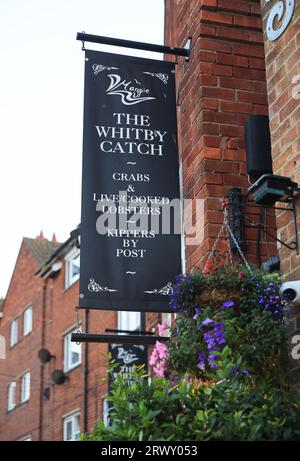 The Whitby Catch fishmongers. Whitby, North Yorkshire. UK Stock Photo ...