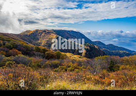 Sado Island: Autumn foliage scenery of the Osado Mountains and the Sea ...