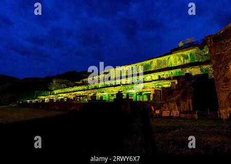 Sado Kitazawa Floating ore dressing plant illuminated Stock Photo - Alamy