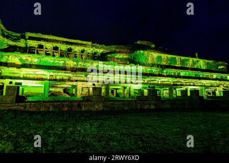 Sado Kitazawa Floating ore dressing plant illuminated Stock Photo - Alamy