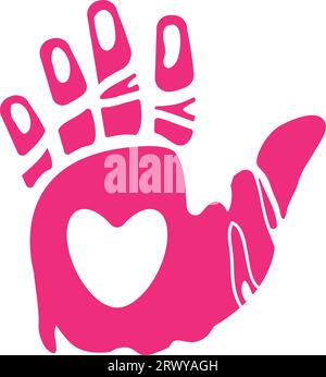 handprint paint color pink vector isolated Stock Vector Image & Art - Alamy