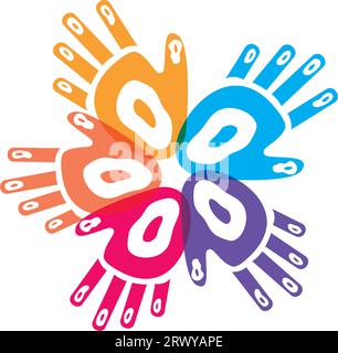 handprints paint color together Stock Vector Image & Art - Alamy