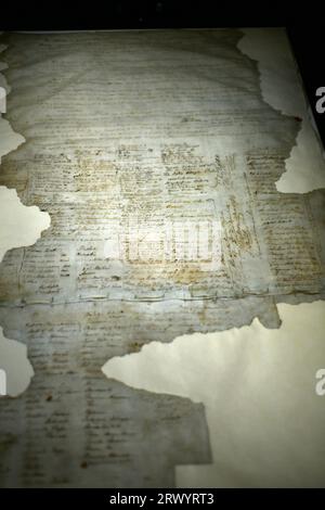 A portion of the original Treaty of Waitangi, signed in 1840 between ...