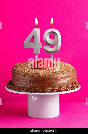 Birthday candle number 49 - Vertical anniversary card with green ...