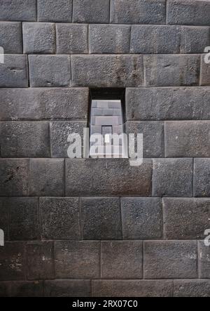 Three aligned trapezoidal windows in an Inca wall, Temple of the ...