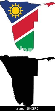 Namibia editable outline map. Namibian red border. Country name. Adjust ...