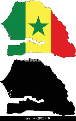 Senegal Map. Senegalese Country Map. Black and White National Nation Geography Outline Border ...