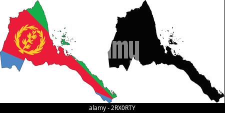 Eritrea editable outline map. Eritrean red border. Country name. Adjust line weight. Change to ...