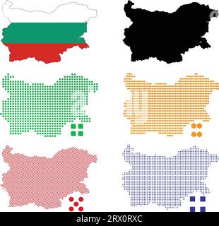 Bulgaria editable outline map. Bulgarian red border. Country name. Adjust line weight. Change to ...