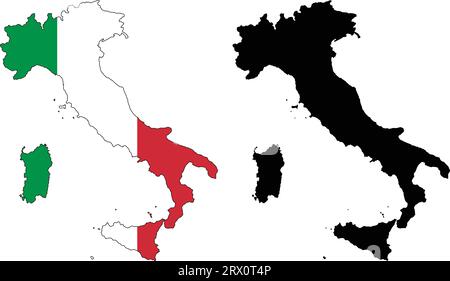 Italy editable outline map. Italian red border. Country name. Adjust ...