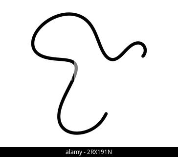 Black hand drawn curved swirled abstract line. Scribble curly brush ...