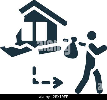Refugees and asylum seekers outline icon. Monochrome simple sign from ...