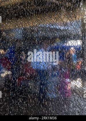 A shattered train window Stock Photo - Alamy