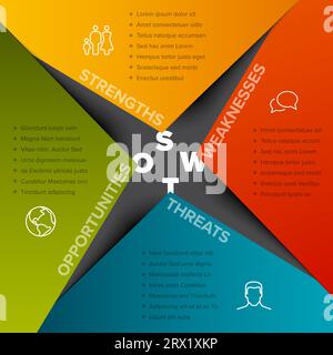 Vector SWOT diagram schema template made from four colorful squares ...