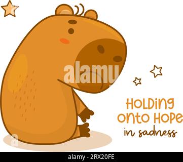 Sad unhappy capybara. Vector illustration. animal capibara rodent in ...