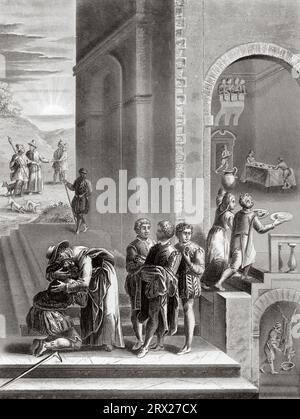 The Parable of the Prodigal Son. Return of the lost son. Colored ...