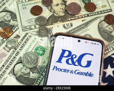 In this photo illustration, the Procter & Gamble Company logo is ...