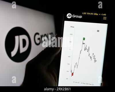 JD Sports logo on store front window, modern retail building with glass ...