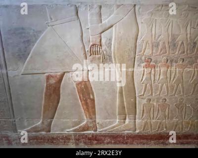 Relief from a tomb in Saqqara, part of the Memphite Necropolis, a ...