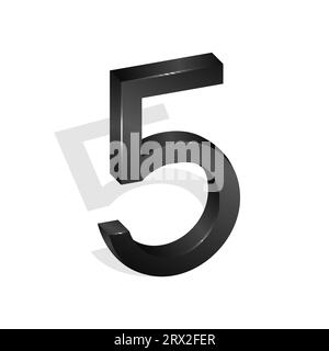 Number five, fifth, isometric mathematical figure, symbol font in 3d on ...