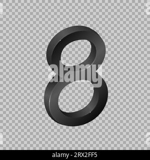 Number eight, eighth, isometric mathematical figure, symbol font in 3d ...